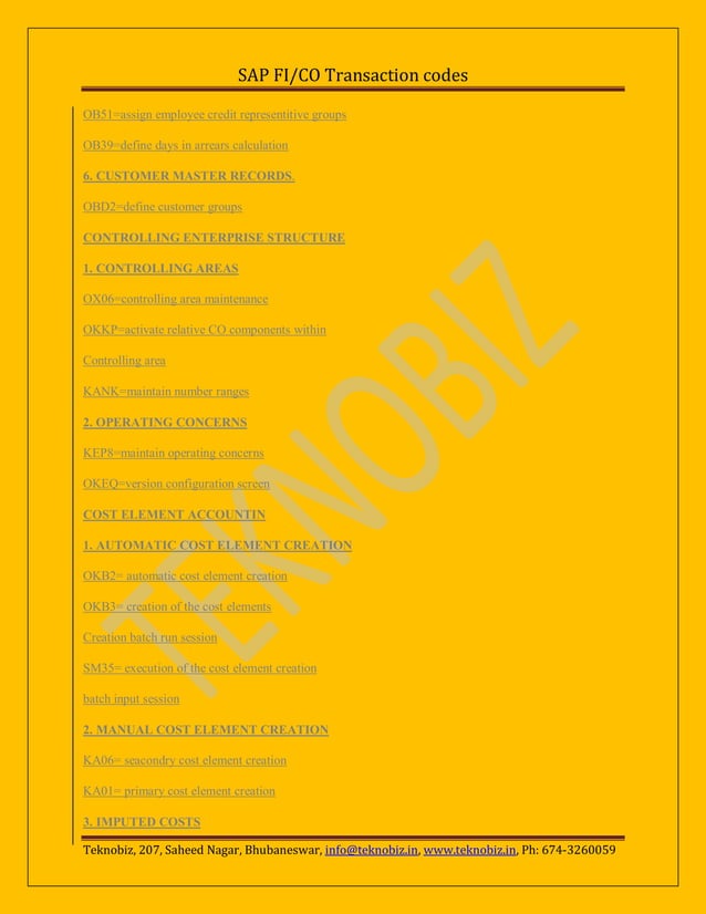 Sap fico t_codes | PDF | Business Accounting & Finance | Business