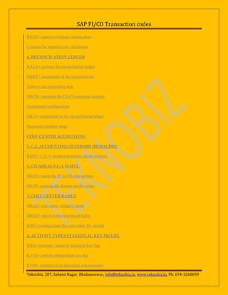 Sap fico t_codes | PDF | Business Accounting & Finance | Business