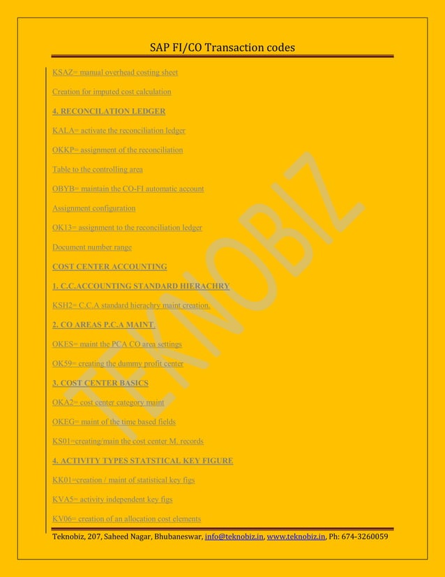 Sap fico t_codes | PDF | Business Accounting & Finance | Business