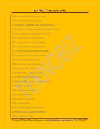 Sap fico t_codes | PDF