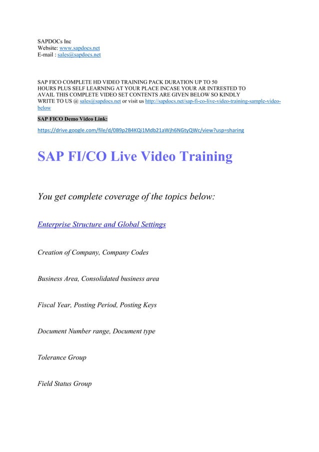 Sap Fico Training Sap Fico Online Training Sap Fico Video Training Sap Fico Training In