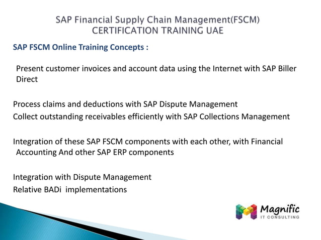 Sap financial supply chain management(fscm) certification training uae ...