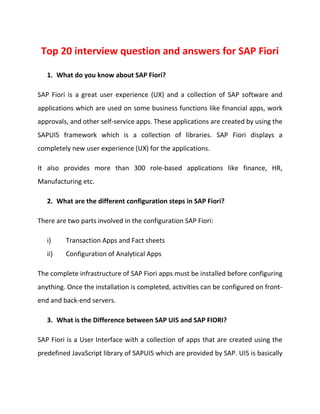 SAP Fiori Interview Q& A - IQ Online Training | PDF