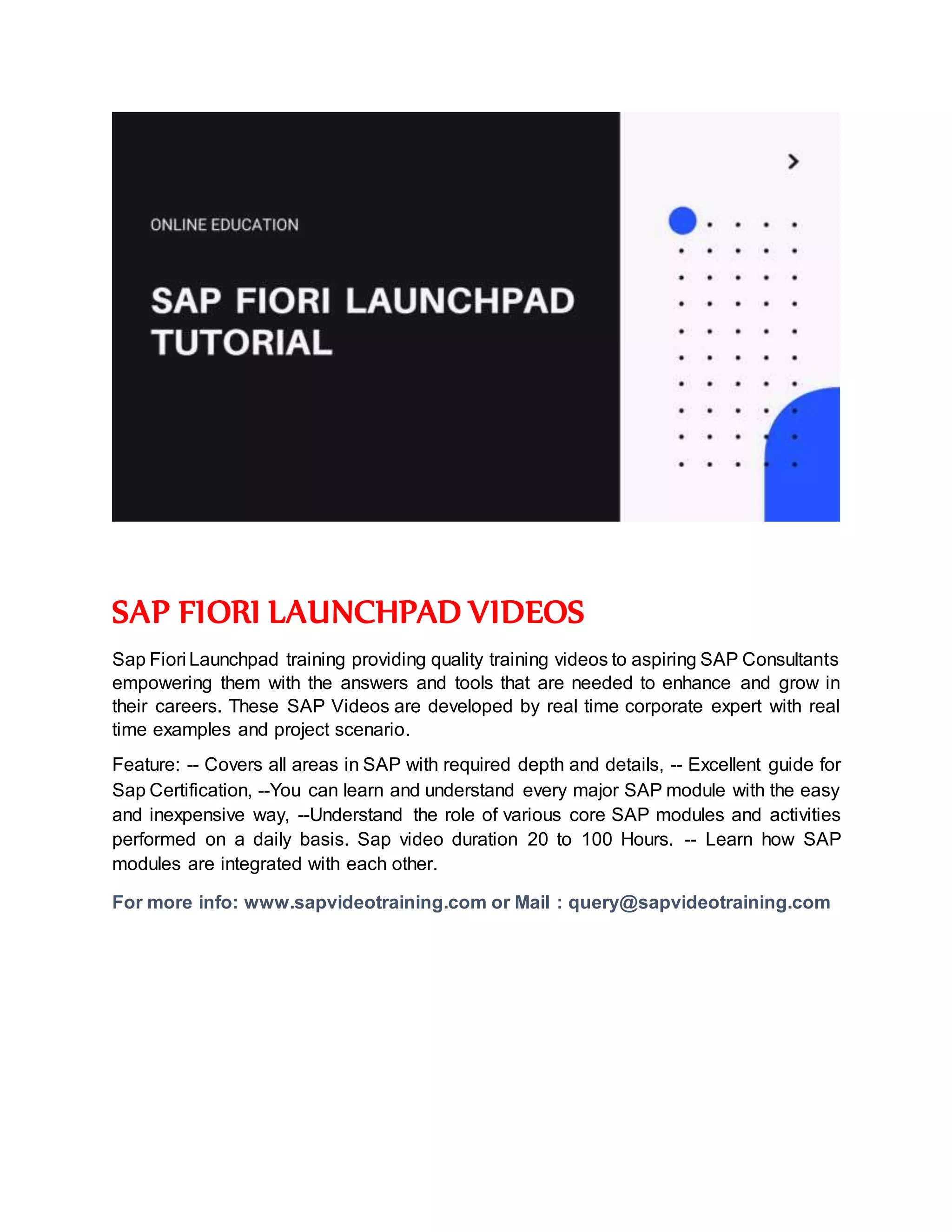 SAP FIORI LAUNCHPAD | DOCX