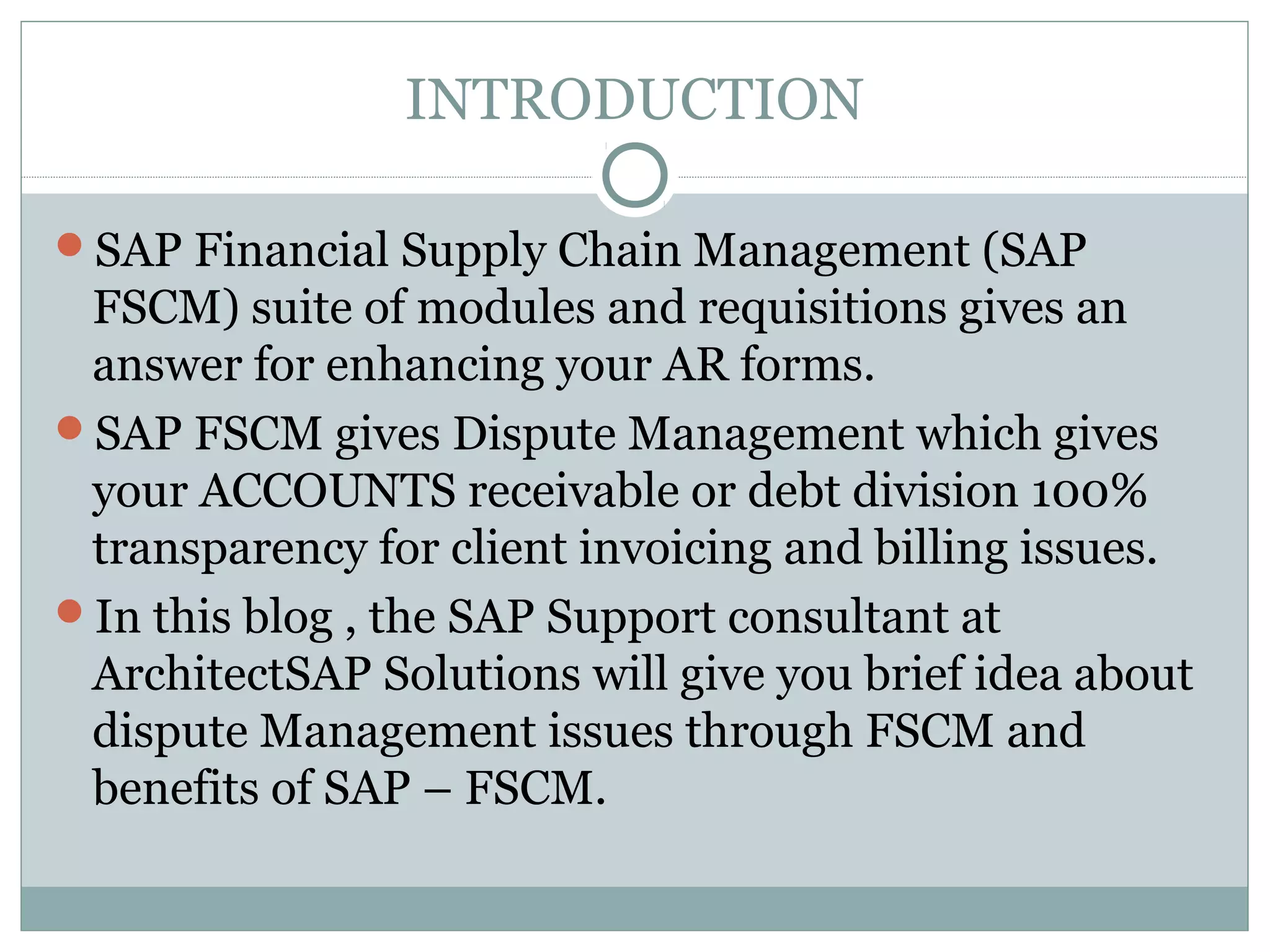 Sap fscm dispute management | PPS