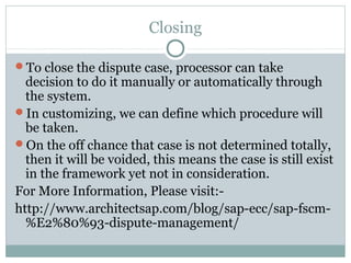 Sap fscm dispute management | PPS