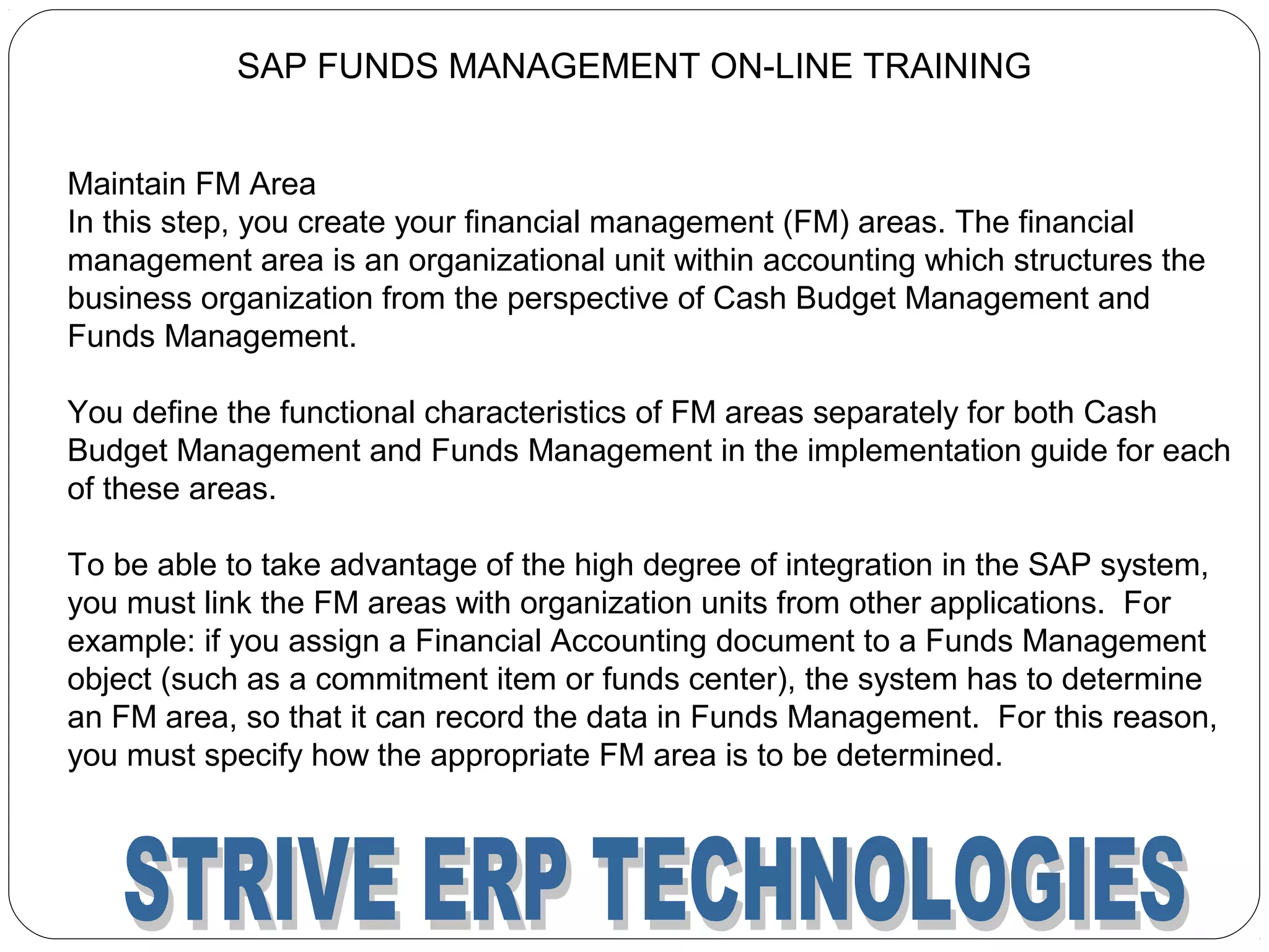 Sap funds management training | PPT