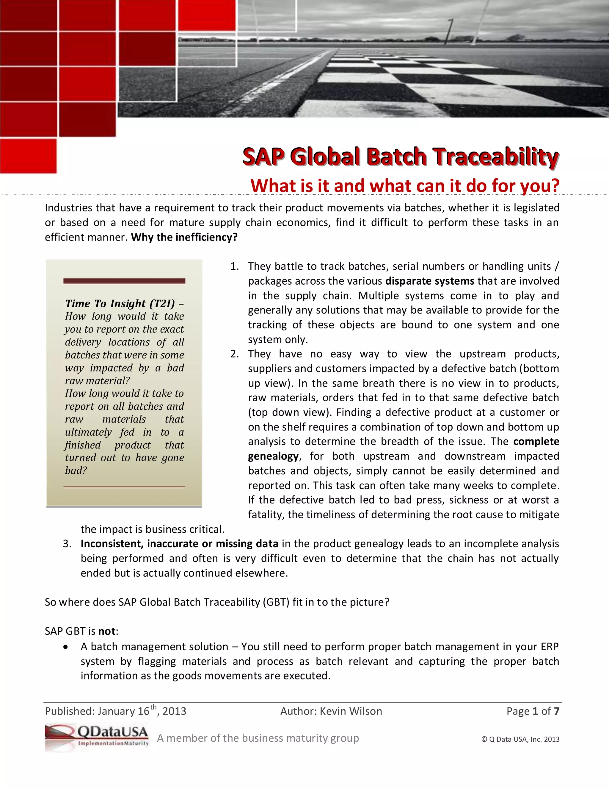Sap Global Batch Traceability What Is It And What Can It Do For You Pdf Recalls