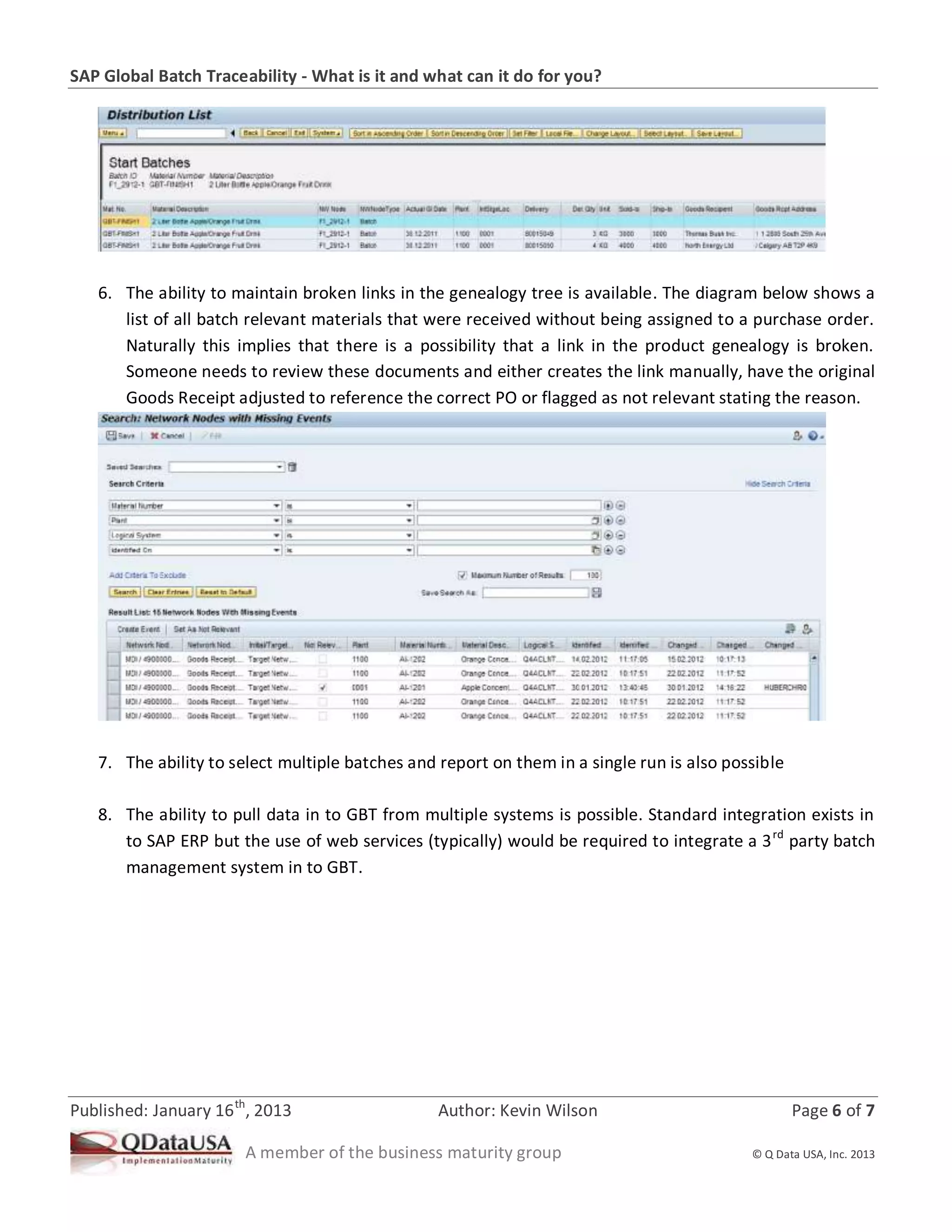 Sap Global Batch Traceability What Is It And What Can It Do For You Pdf Recalls