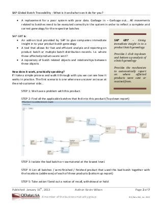 Sap global batch traceability - what is it and what can it do for you