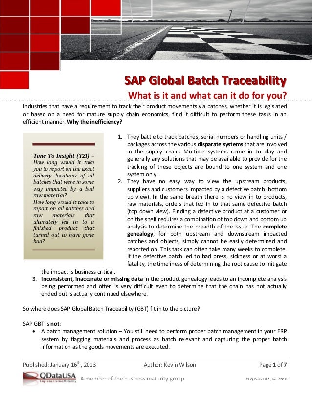 Sap Global Batch Traceability What Is It And What Can It Do For You