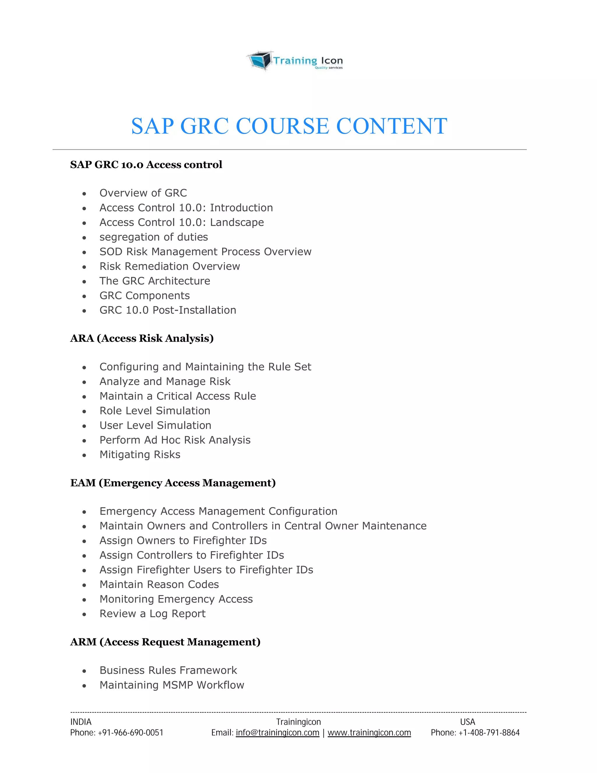 SAP GRC ONLINE TRAINING | PDF