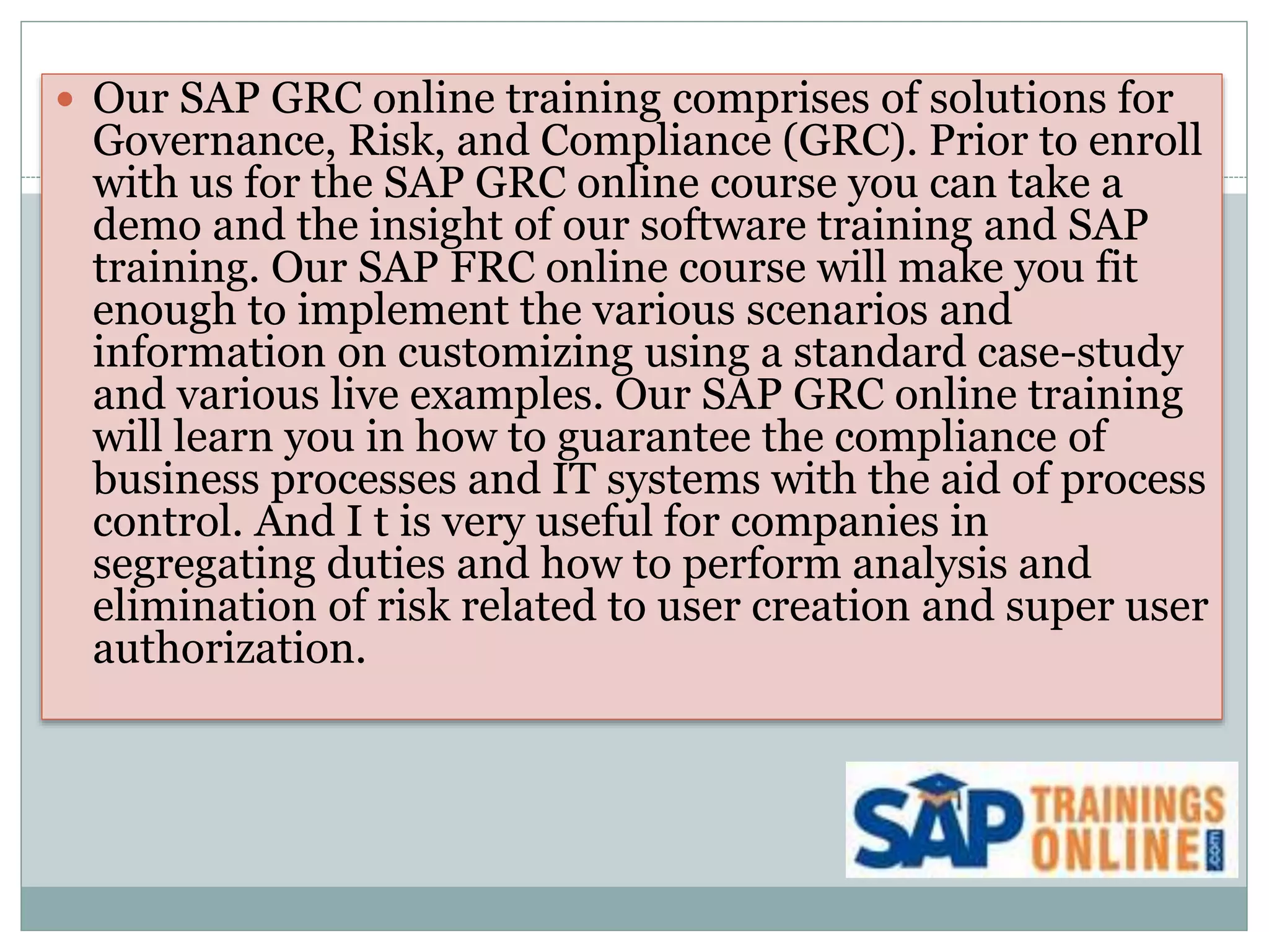 Sap grc online training | PPTX