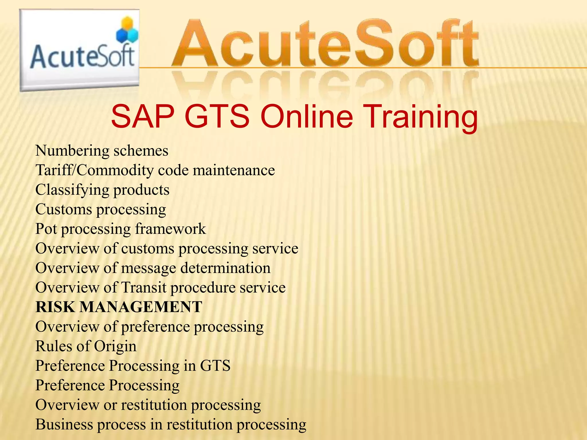 Sap gts online training | PPSX