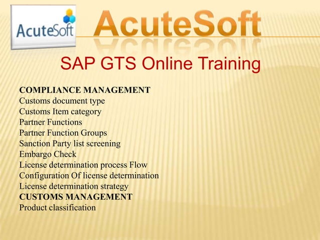 Sap gts online training | PPT