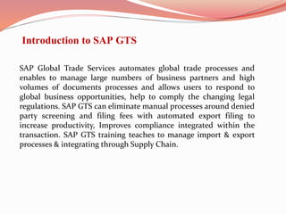 SAP GTS Training | PPTX