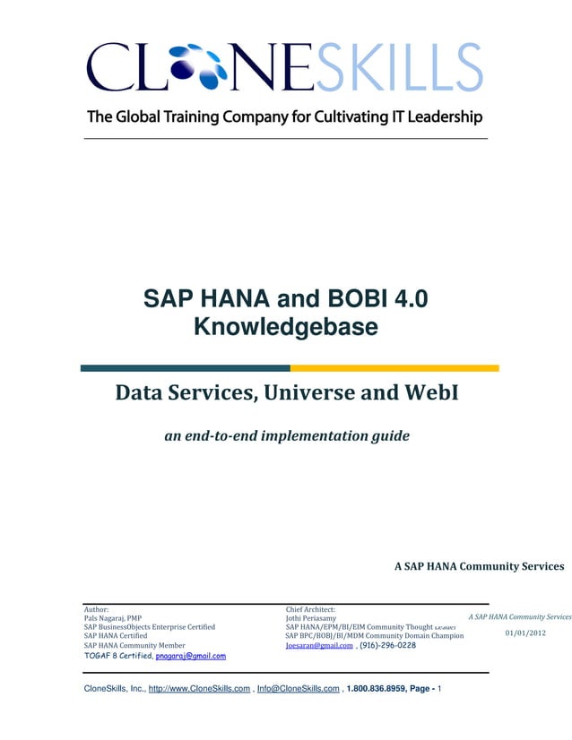 Sap hana bobi 4.0 (data services, universe, web intelligence ...