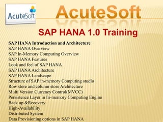 Sap hana 1.0 training | PPT