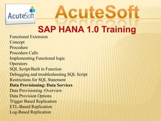 Sap hana 1.0 training | PPT