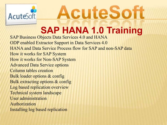 Sap hana 1.0 training | PPT