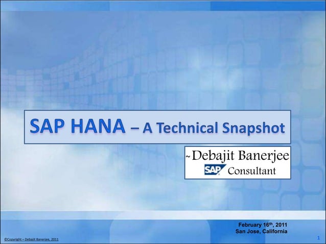 SAP HANA – A Technical Snapshot | PDF | Databases | Computer Software and Applications