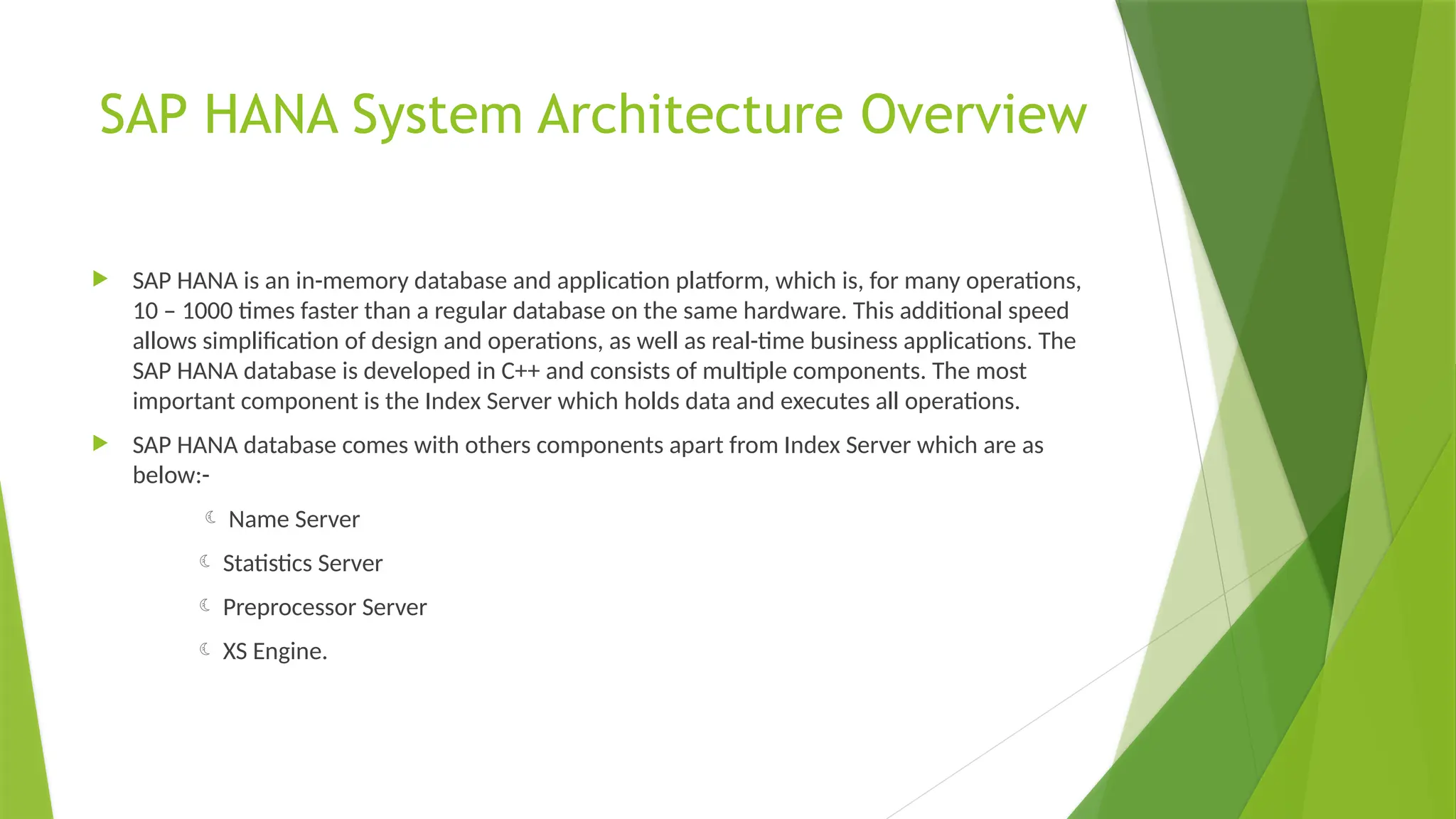 SAP HANA DB ARCHITECTURE is an Introduction of SAP HANA | PPTX