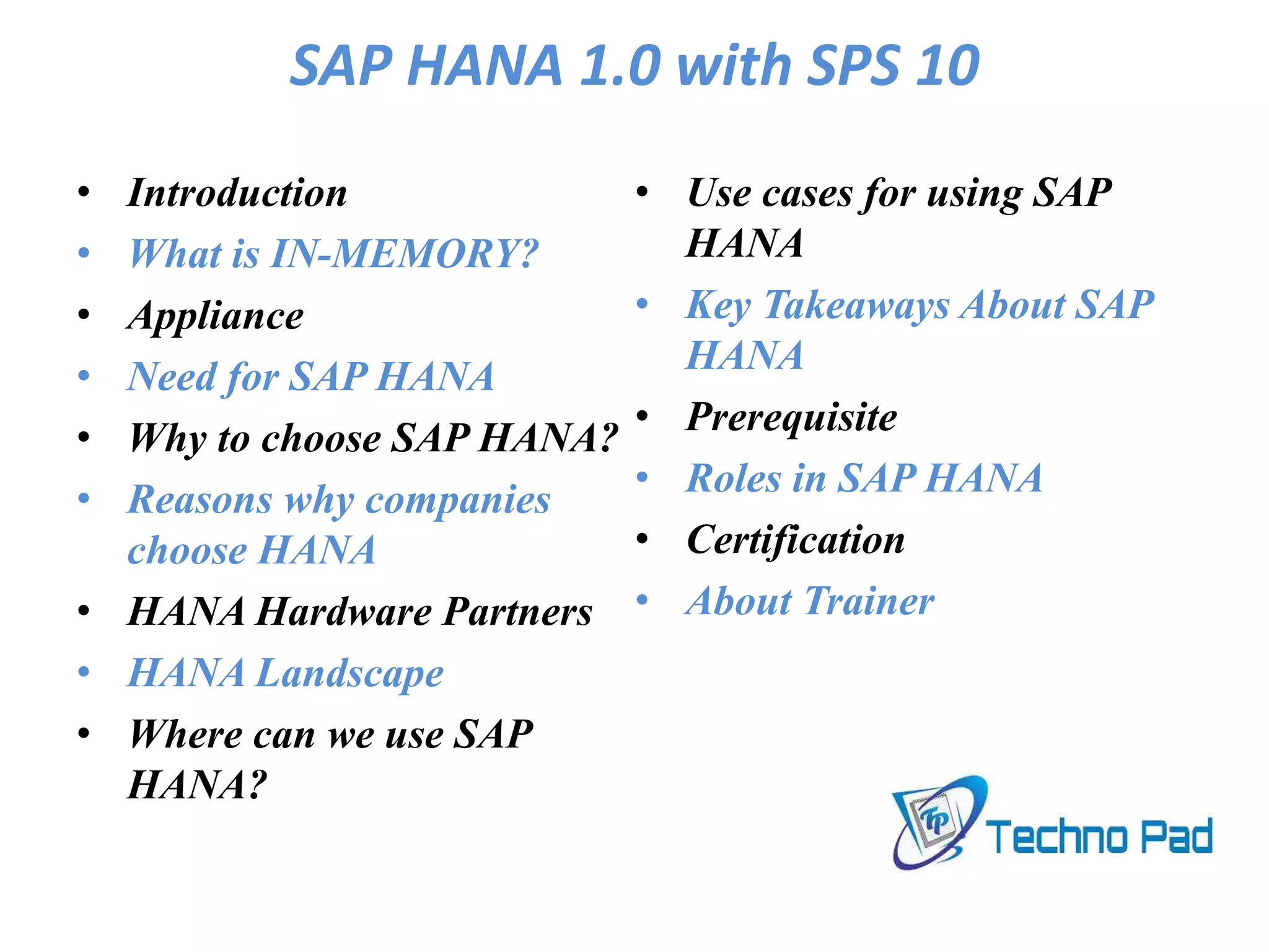 Sap hana demo technopad | PPT