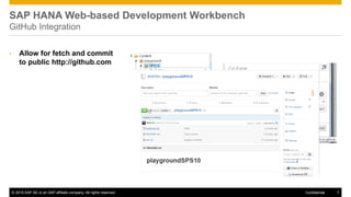 SAP HANA SPS10- SAP HANA Development Tools | PPT