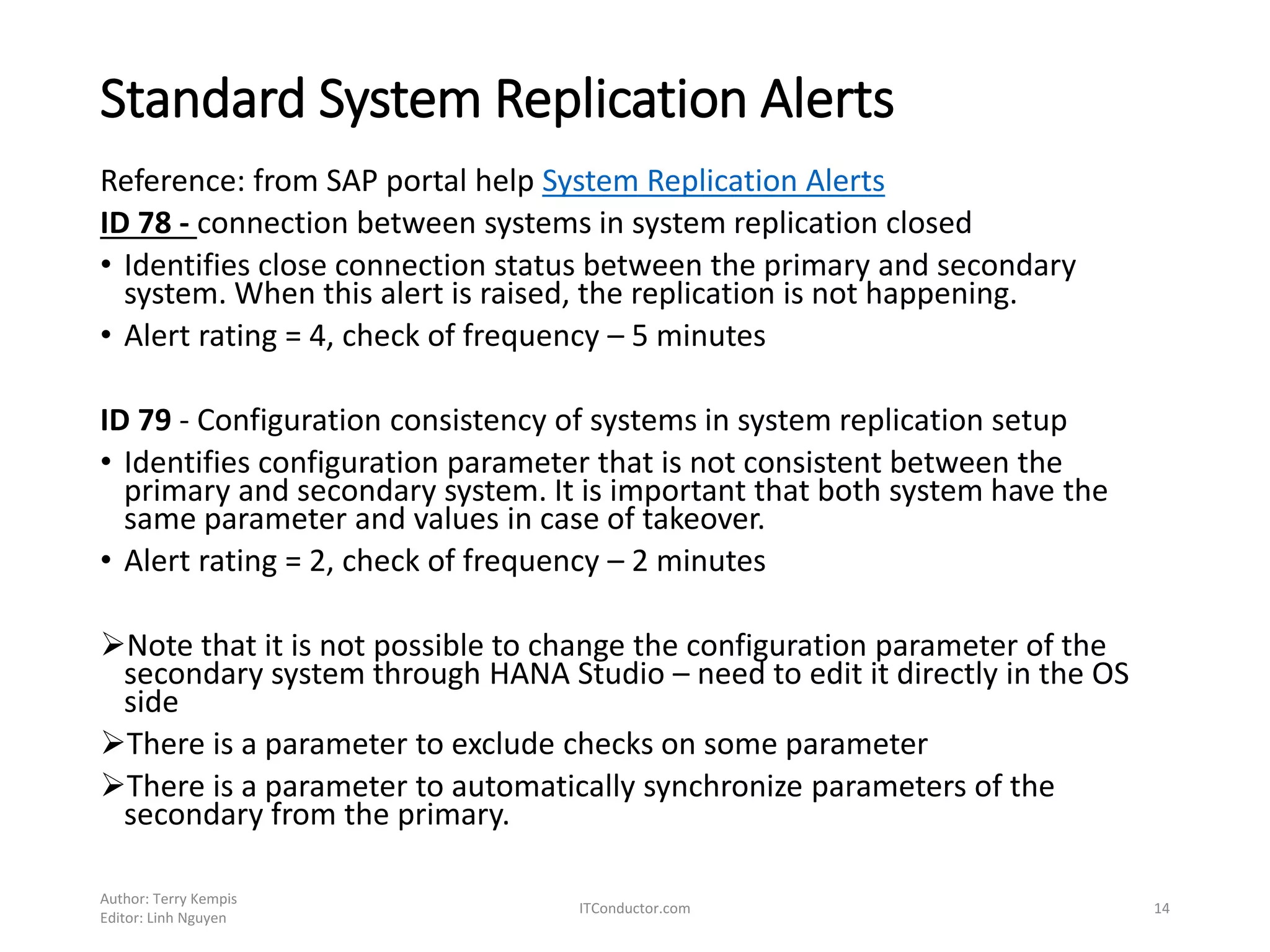 SAP HANA System Replication - Setup, Operations and HANA Monitoring | PDF