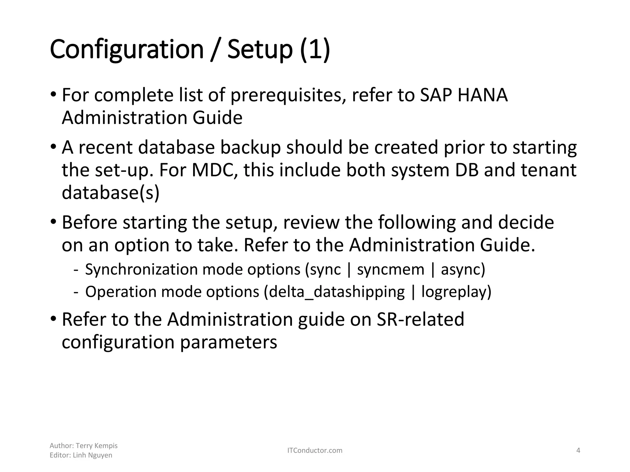 SAP HANA System Replication - Setup, Operations and HANA Monitoring | PDF | Operating Systems ...