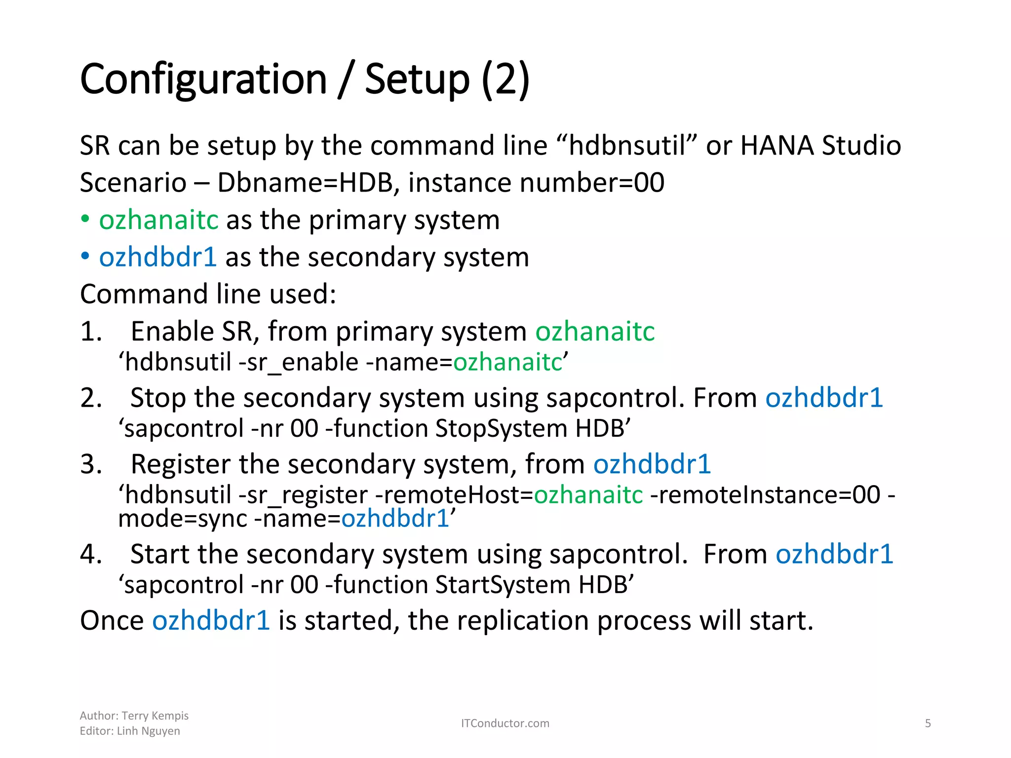 Sap Hana System Replication Setup Operations And Hana Monitoring Pdf Operating Systems