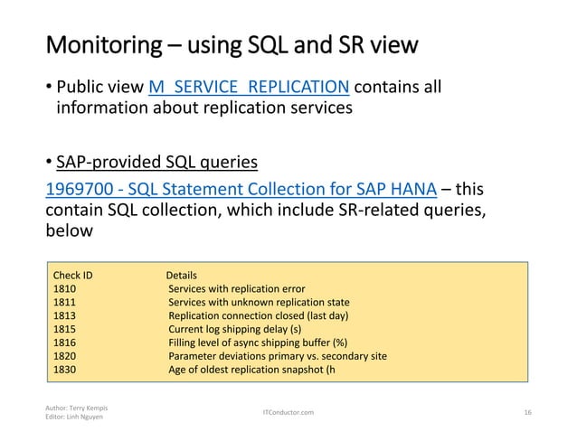 SAP HANA System Replication - Setup, Operations and HANA Monitoring | PDF | Operating Systems ...