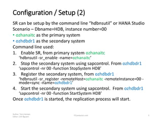SAP HANA System Replication - Setup, Operations and HANA Monitoring | PDF