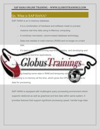 SAP HANA Online Training/ SAP HANA Interview Questions | DOCX