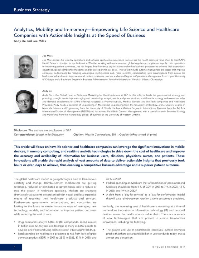 Mobility, Analytics & Big Data for Life Sciences | PDF