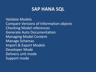 Sap hana modelling online training | PPTX