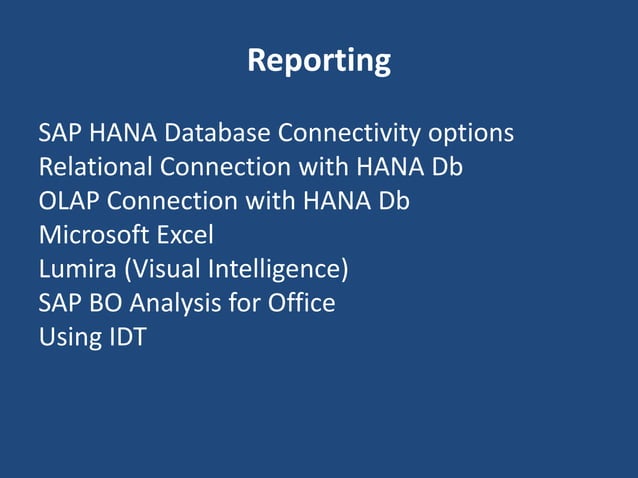 Sap hana modelling online training | PPTX | Databases | Computer Software and Applications