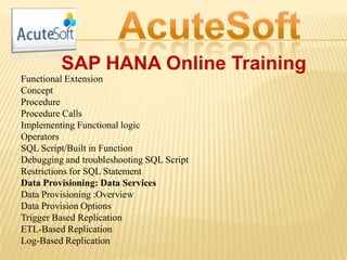 SAP HANA ONLINE TRAINING | PPT