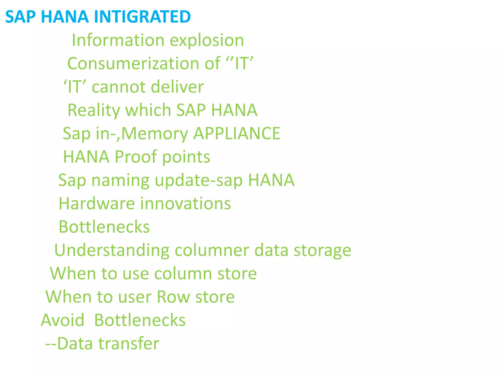 SAP HANA Integrated Online Course Training in Hyderabad | Imagine Life ...