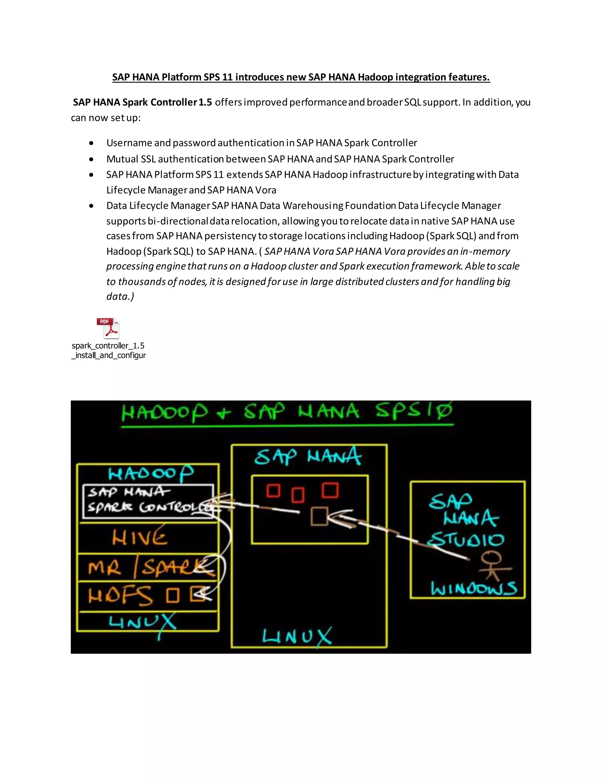 Sap hana platform sps 11 introduces new sap hana hadoop integration features | PDF
