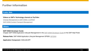 SAP HANA SPS09 - Application Lifecycle Management | PPT