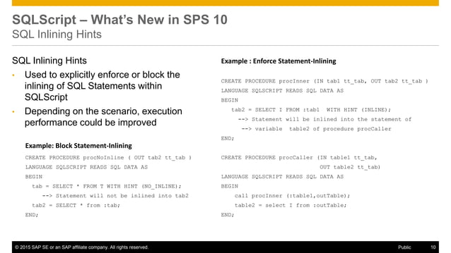 SAP HANA SPS10- SQLScript | PPT