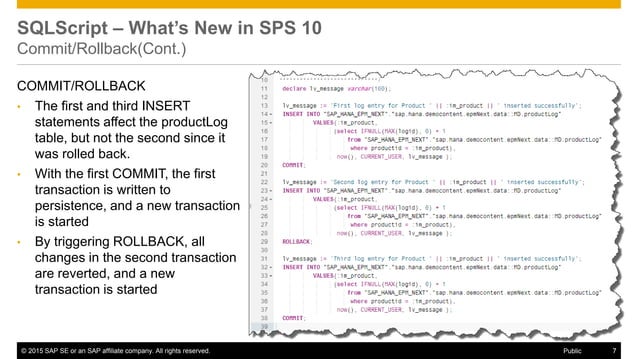 SAP HANA SPS10- SQLScript | PPT