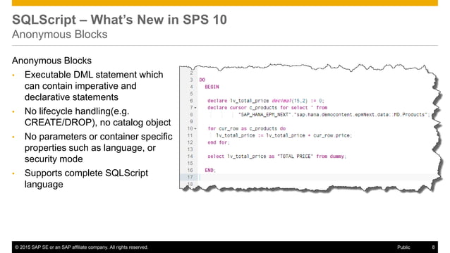 SAP HANA SPS10- SQLScript | PPT | Free Download