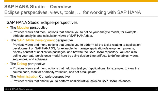 Sap hana studio_overview | PDF | Databases | Computer Software and ...