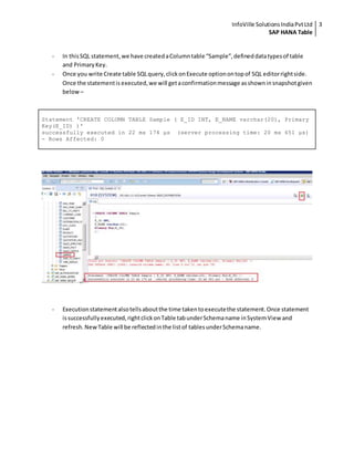 SAP HANA Table Creation | PDF