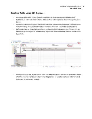 SAP HANA Table Creation | PDF