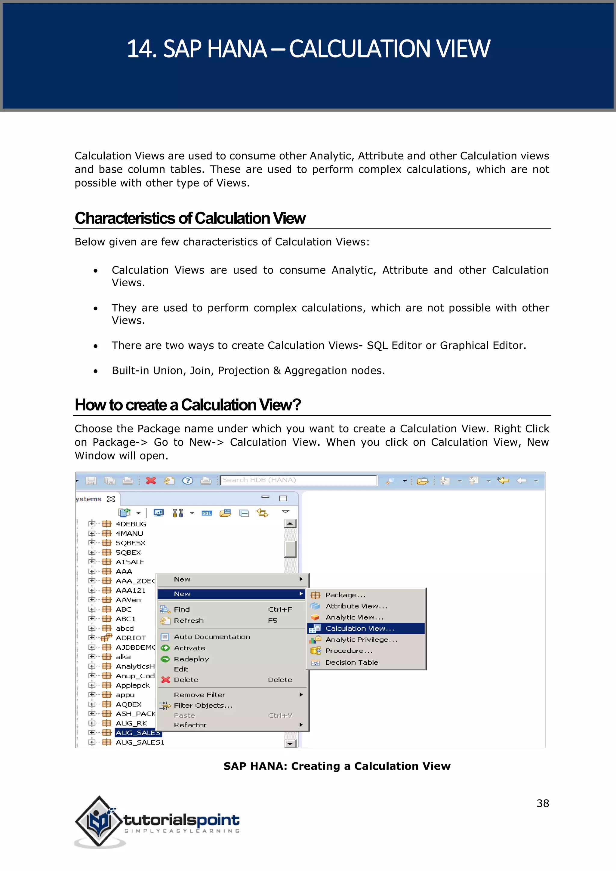 Sap hana tutorial | PDF