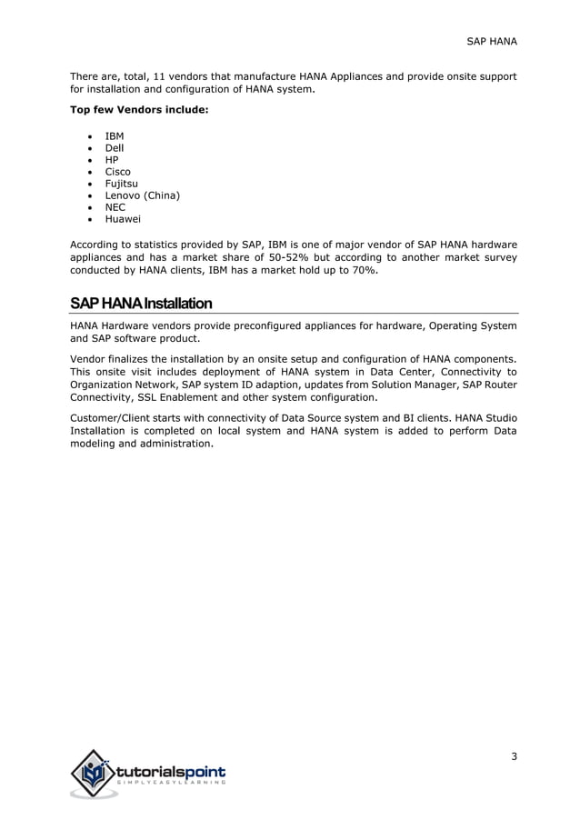 Sap hana tutorial | PDF