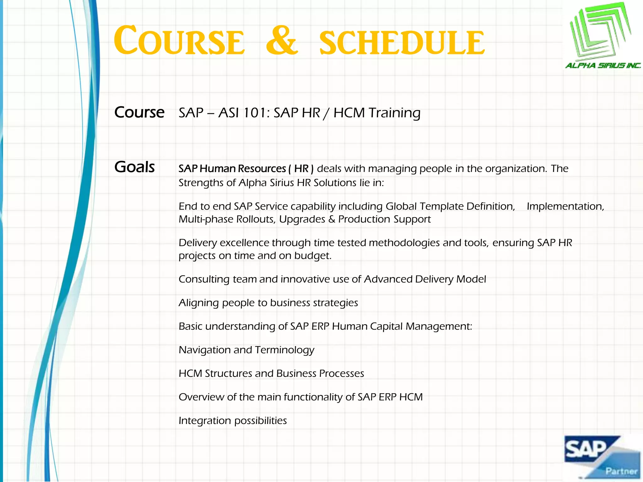 SAP HR/HCM Training by Alpha Sirius Inc. | PPT
